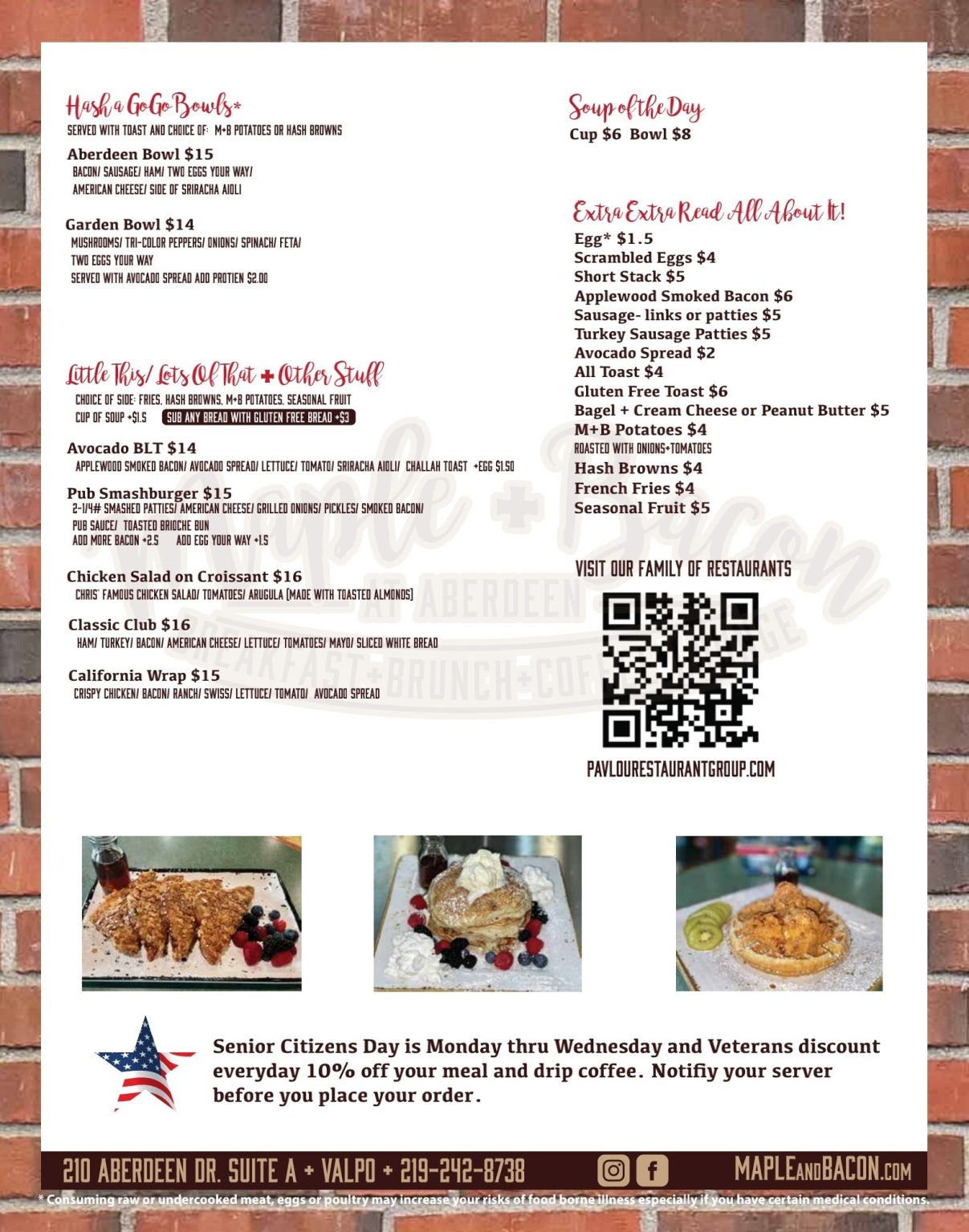 Our Menus - Maple + Bacon